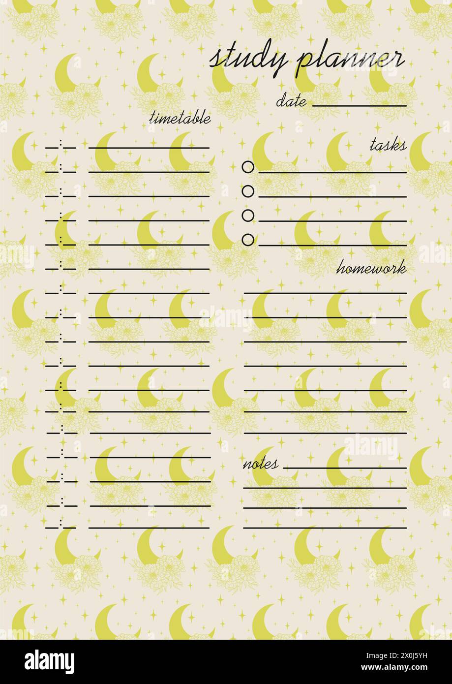 Study planner floral design Categories of notes. Vector pattern with ...