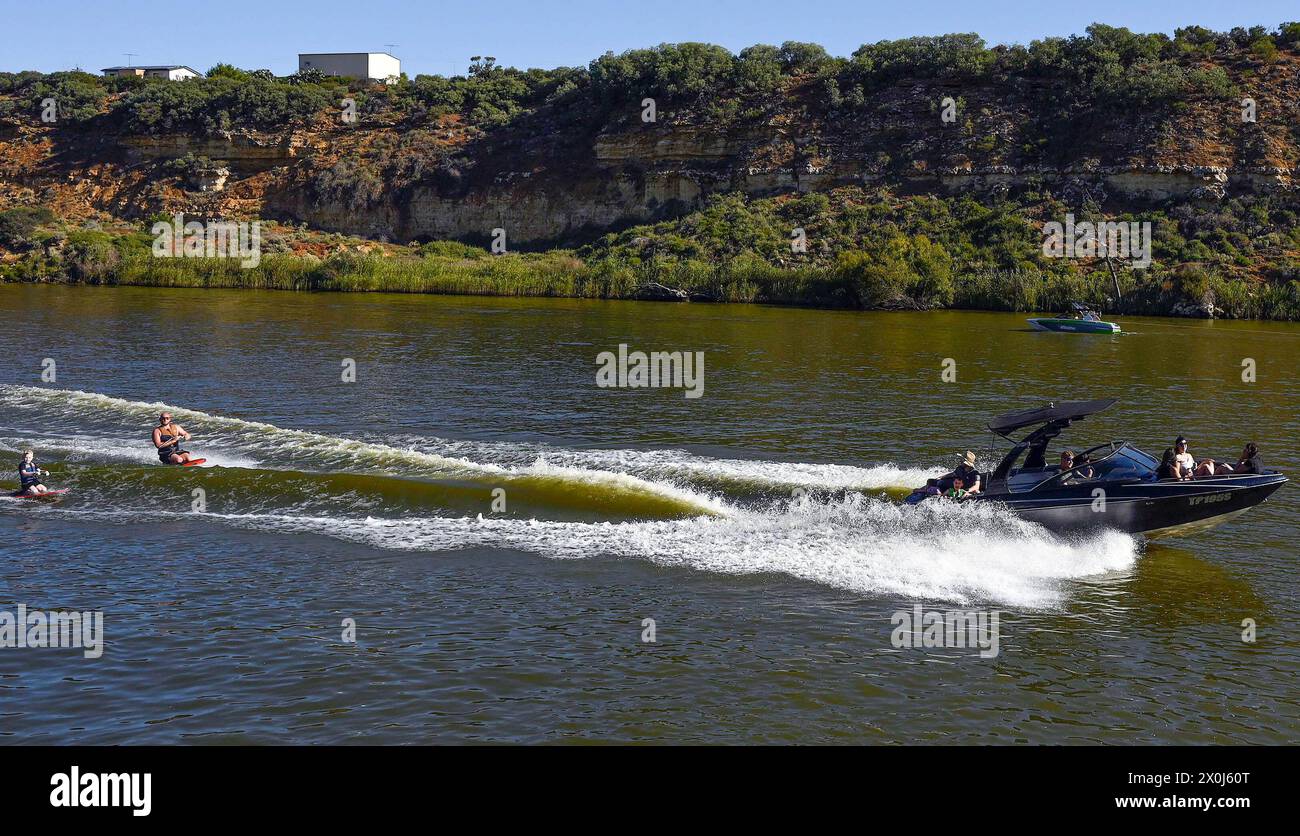 A general view of a speed boat and wake boarding. Australia’s longest ...