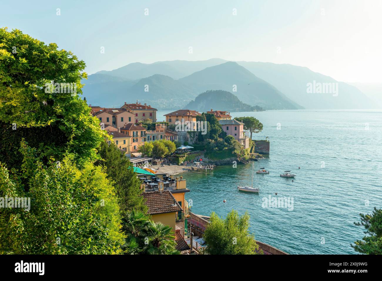 Aerial view of Varenna, a beautiful town in Italy on Lake Como Stock ...