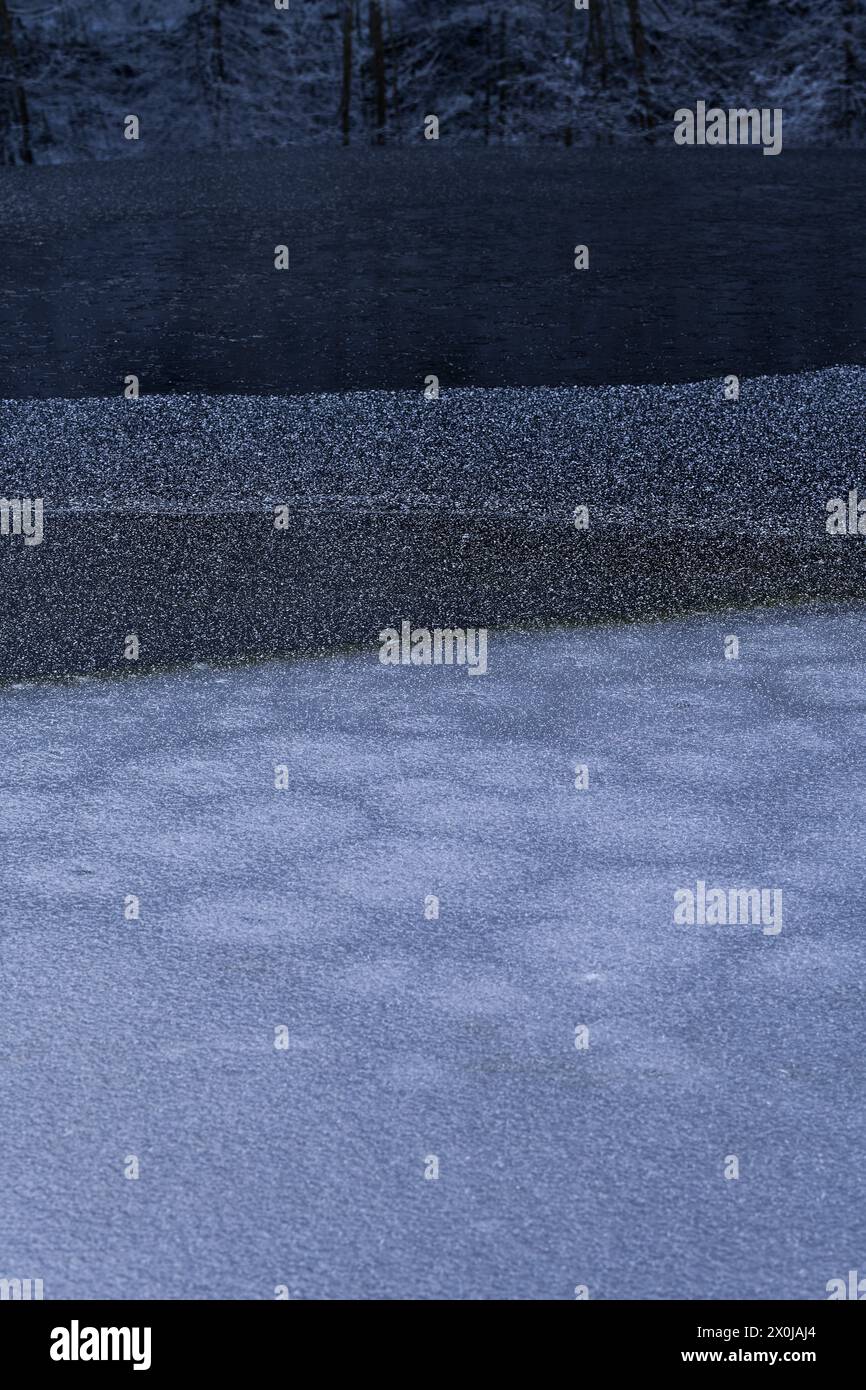 Ice formation on a lake, patterns and structures in ice, Germany Stock ...