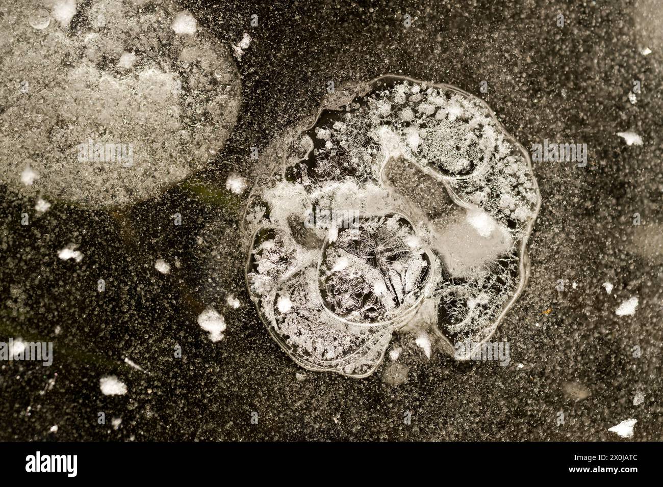 Air bubbles trapped in the ice, close-up, Germany Stock Photo - Alamy