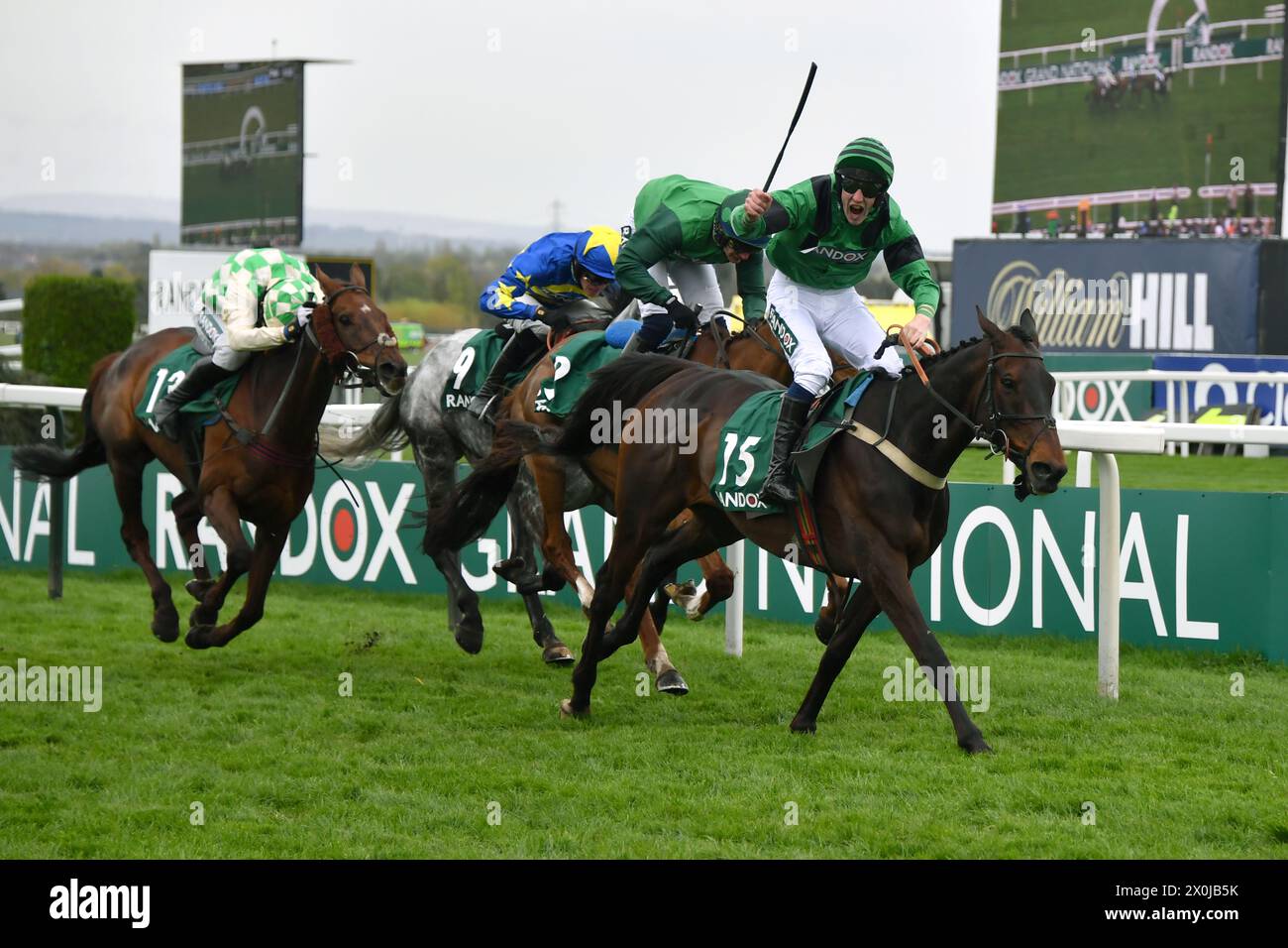 Liverpool, UK, 12th Apr, 2024. Ciaran Gethings celebrates after passing ...