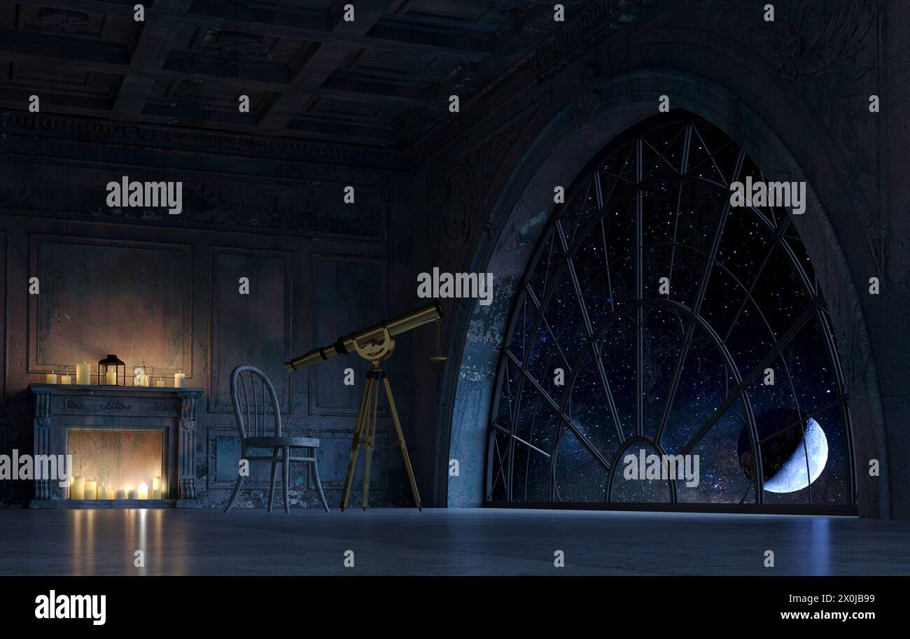 Attic window night hi-res stock photography and images - Alamy