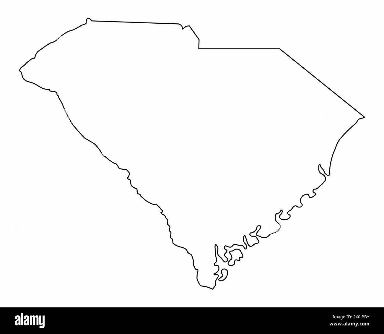 South Carolina outline map isolated on white background Stock Vector ...