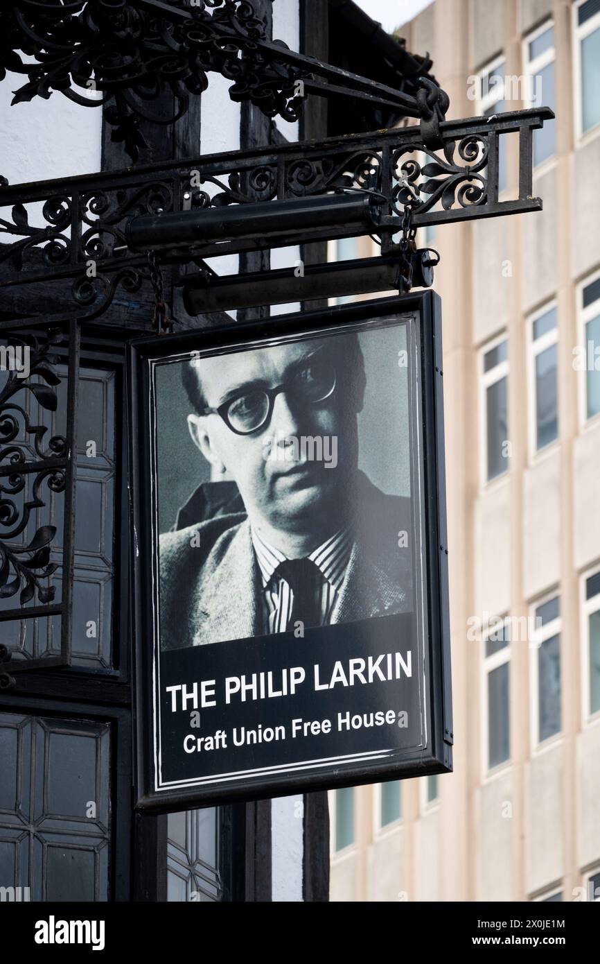 The Philip Larkin pub sign, Coventry, West Midlands, England, UK Stock ...