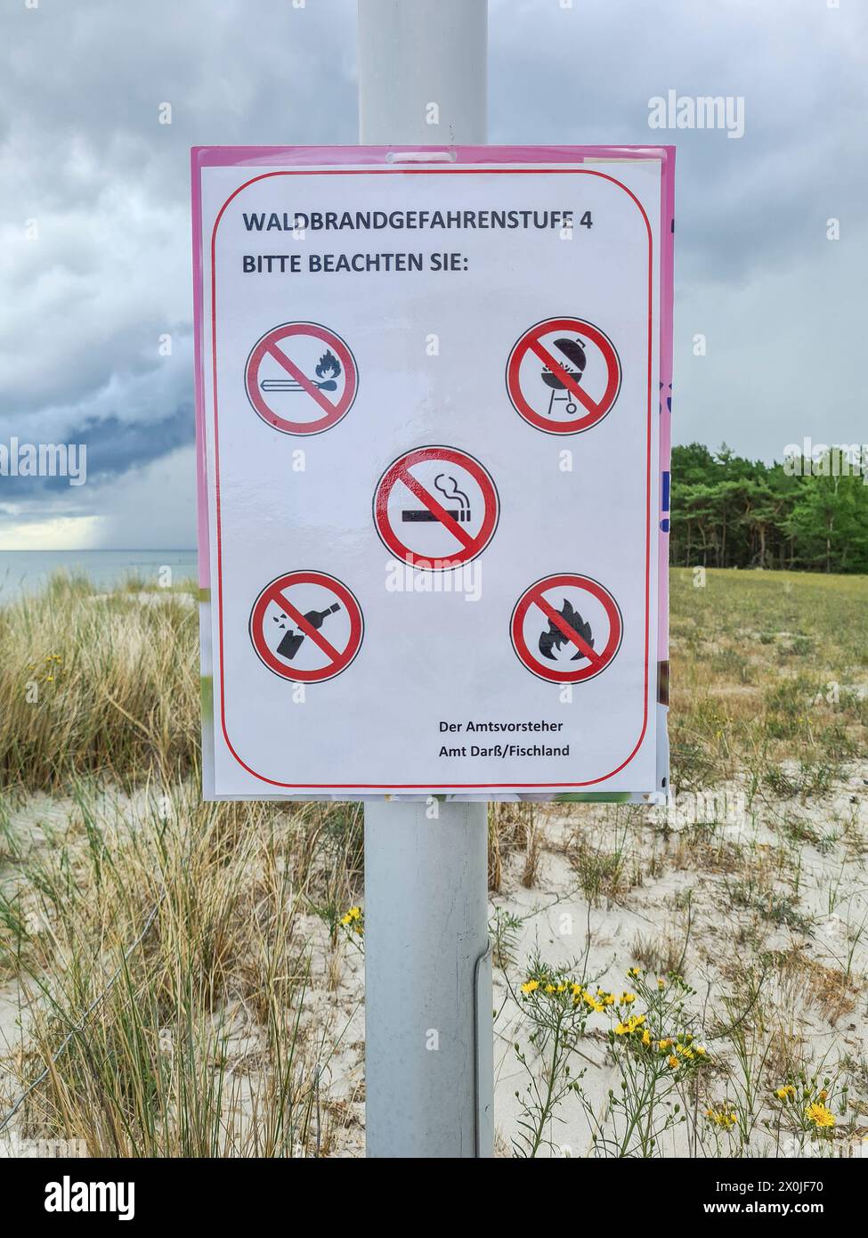 Gray clouds in the sky above the horizon, in the foreground of the dune ...