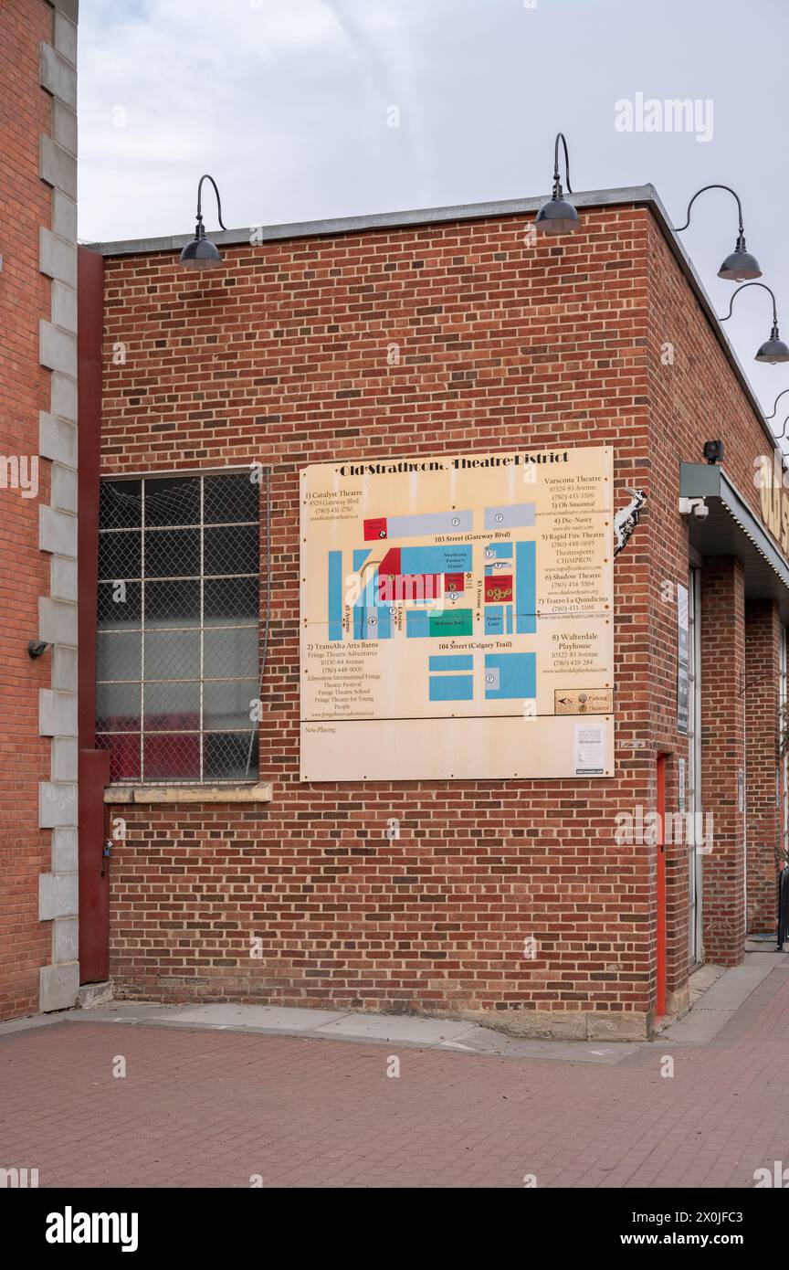 Edmonton, Alberta - April 4, 2024: Sign and map for Old Strathcona ...