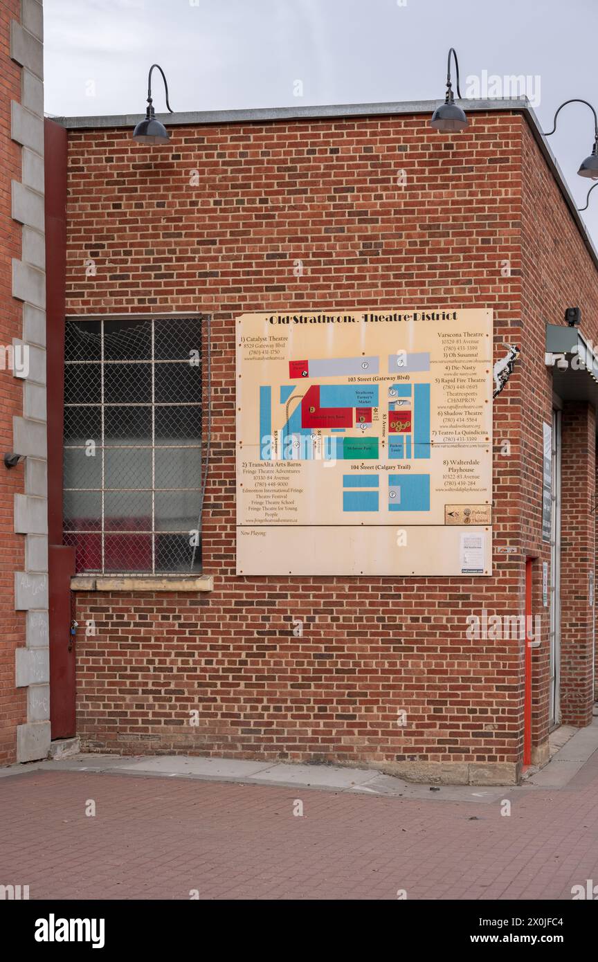 Edmonton, Alberta - April 4, 2024: Sign and map for Old Strathcona ...