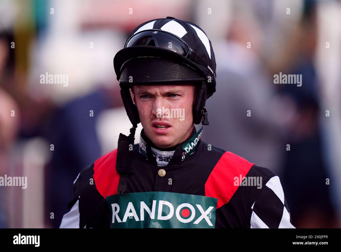 Jockey Michael O'Sullivan on day two of the 2024 Randox Grand National ...