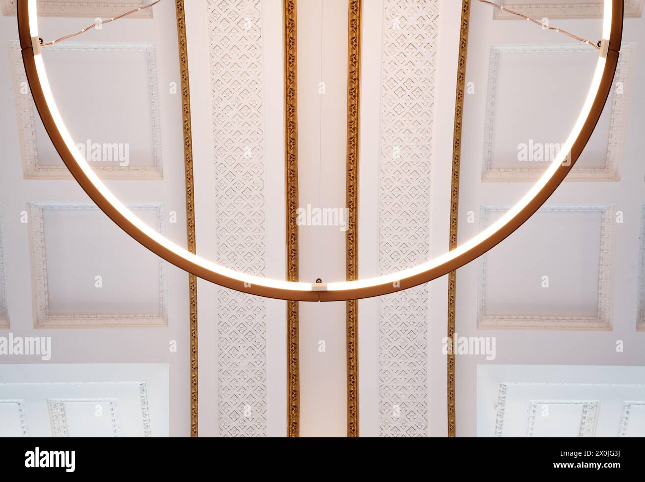 Ornate ceiling and oval LED lights within a function room of the newly ...