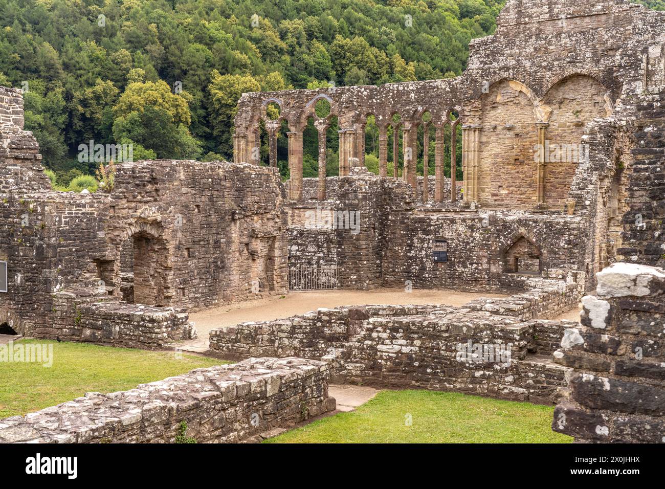 The ruins of Tintern Abbey in the Wye Valley, Tintern, Monmouth, Wales ...