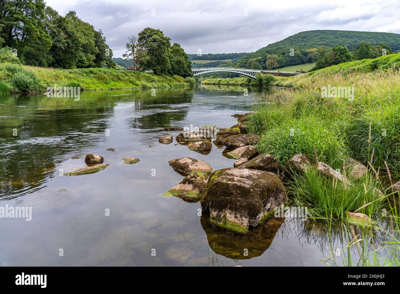 Landscape in the wye valley and the bigsweir bridge hi-res stock ...