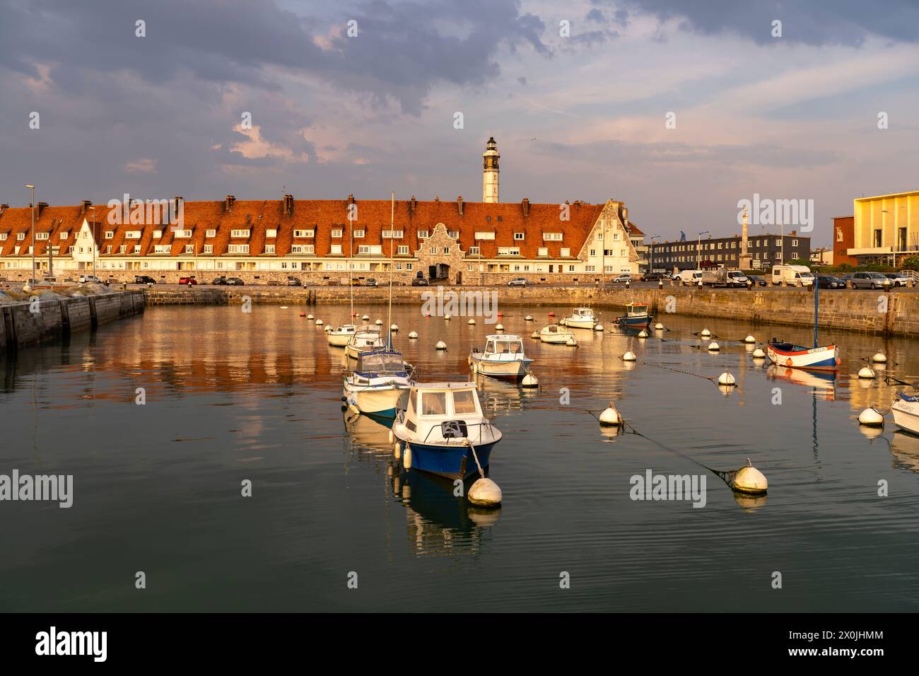 Historic harbor basin and marina Bassin du Paradis in Calais, France ...