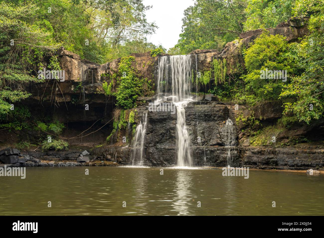 Klong Chao waterfall on the island of Ko Kut or Koh Kood in the Gulf of ...