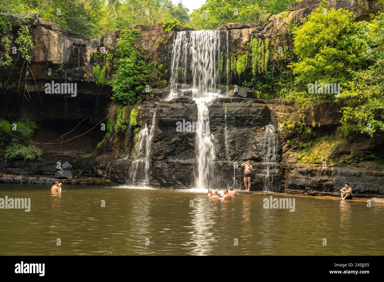 Klong Chao waterfall on the island of Ko Kut or Koh Kood in the Gulf of ...