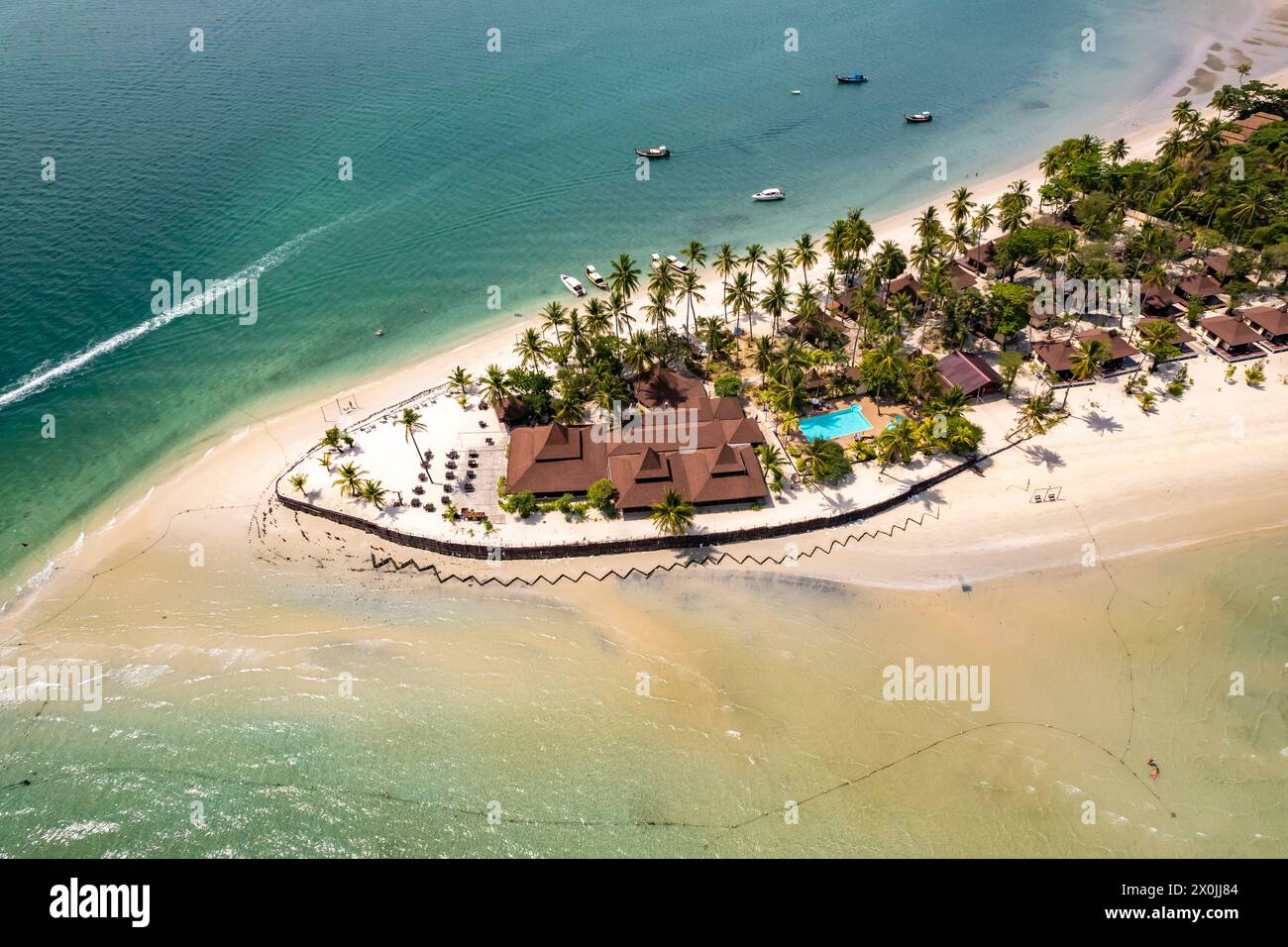 Sivalai Beach and Sivalai Beach Resort seen from the air, Koh Mook ...