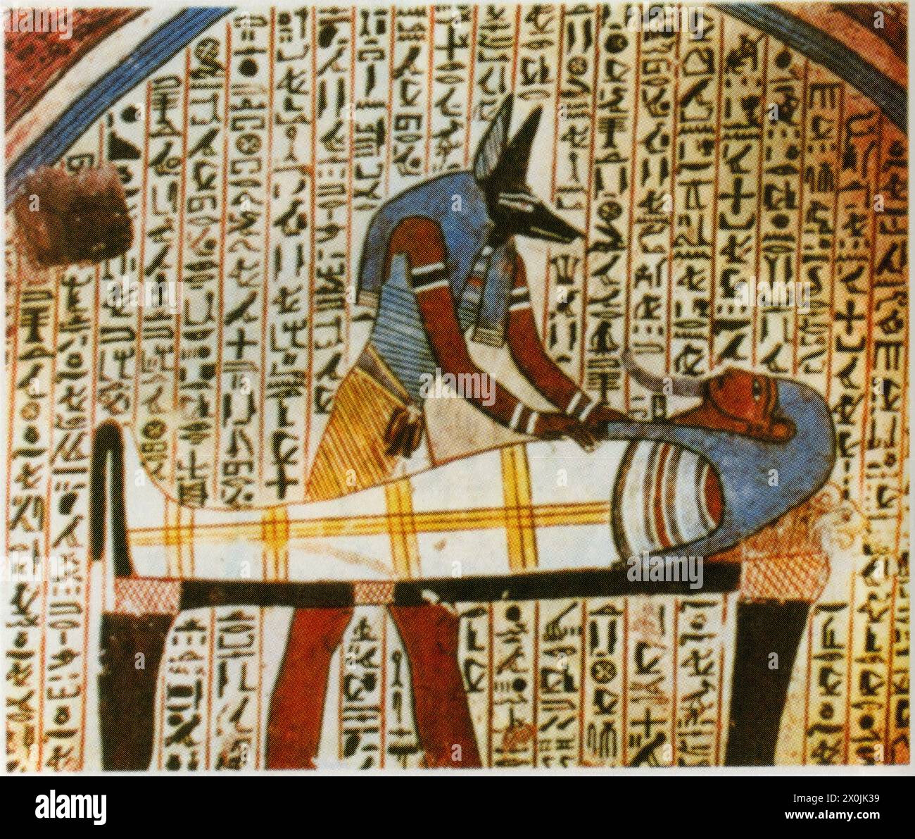 TOMBE D'AMENNAKHT. LE DIEU ANUBIS PARACHÈVE LA MOMIFICATION DU DÉFUNT ...