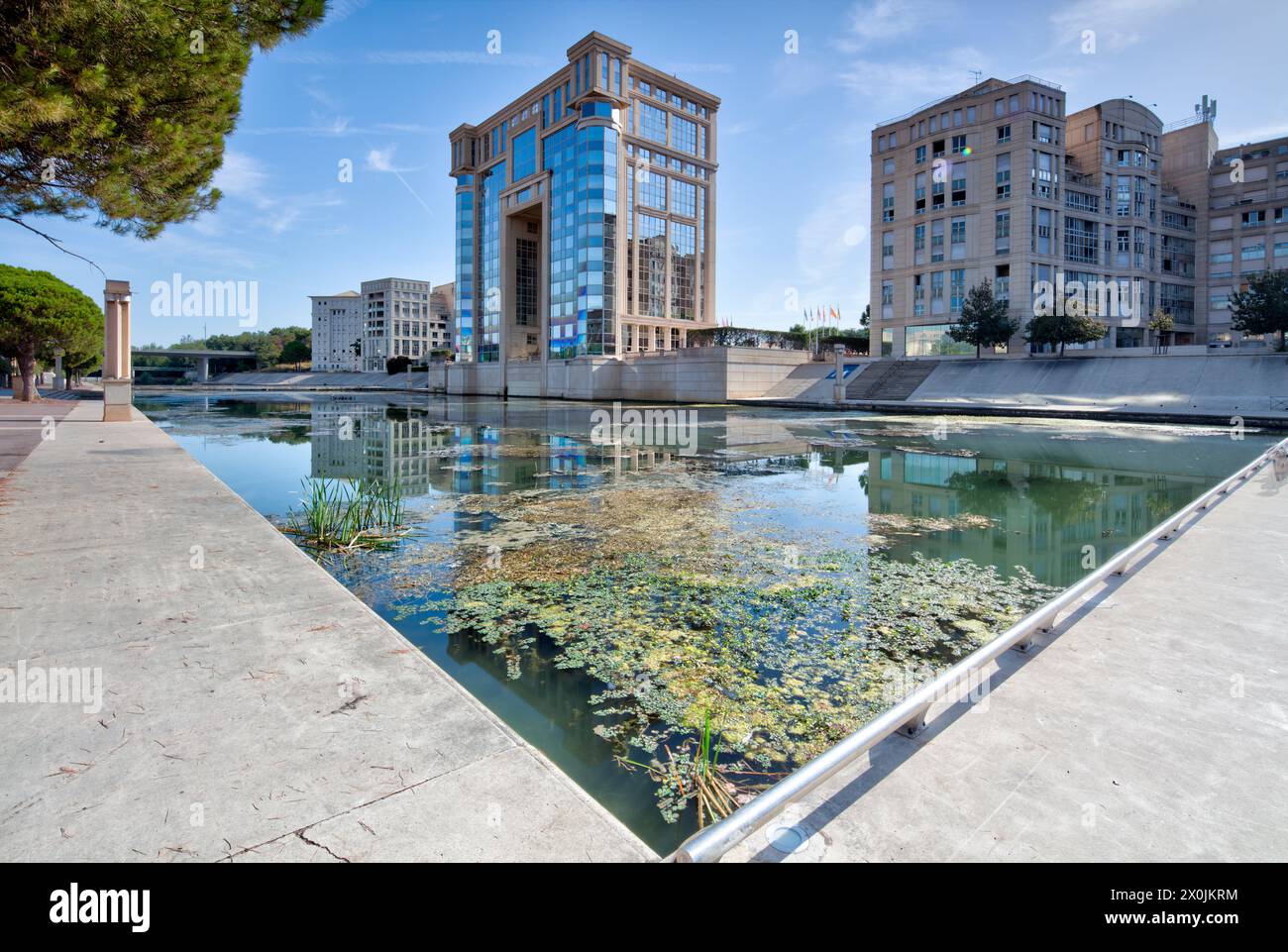 Modern urban architecture, river Lez, Antigone, neighborhood, house ...