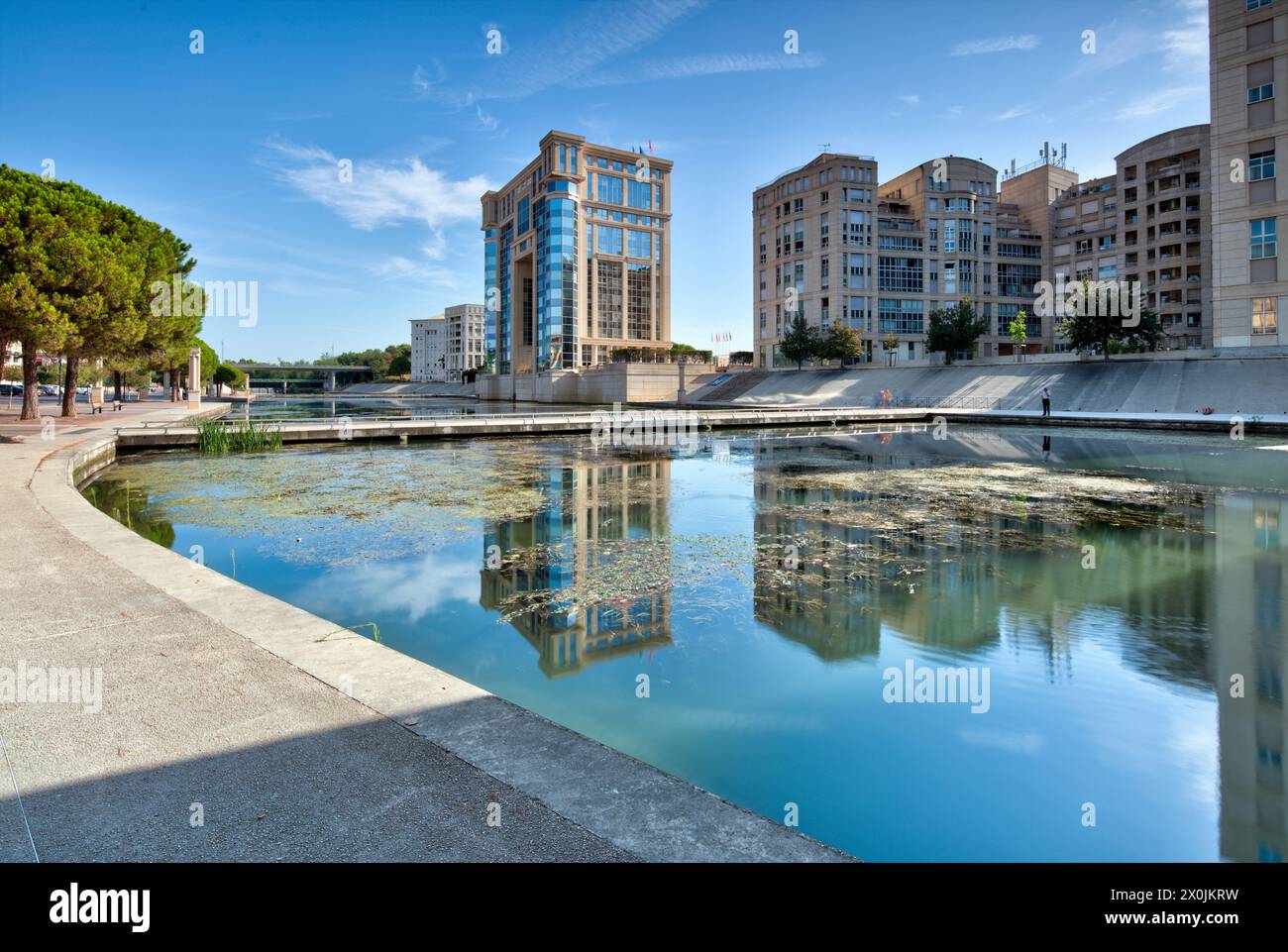 Modern urban architecture, river Lez, Antigone, neighborhood, house ...