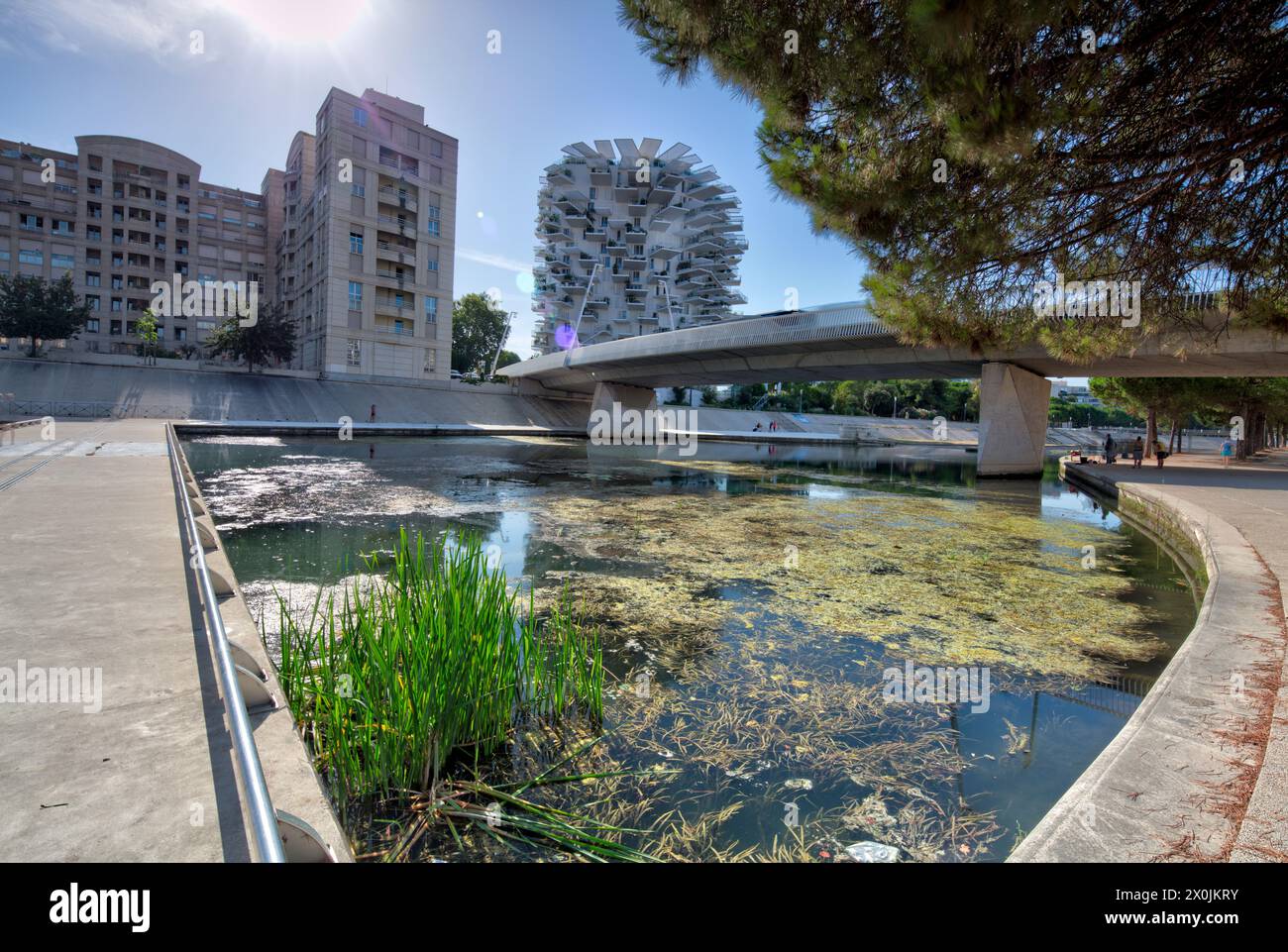 Modern urban architecture, river Lez, Antigone, neighborhood, house ...