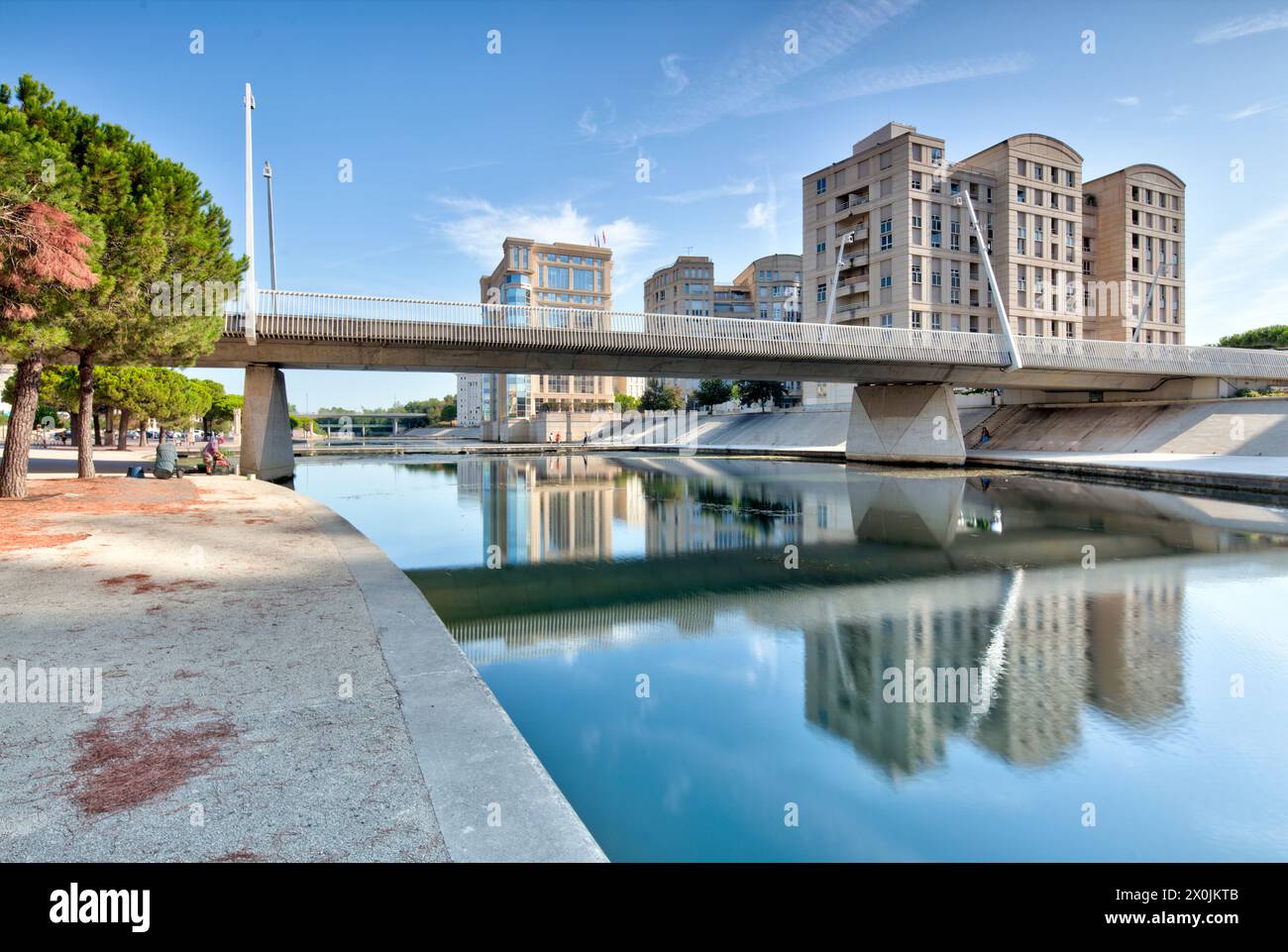Modern urban architecture, river Lez, Antigone, neighborhood, house ...