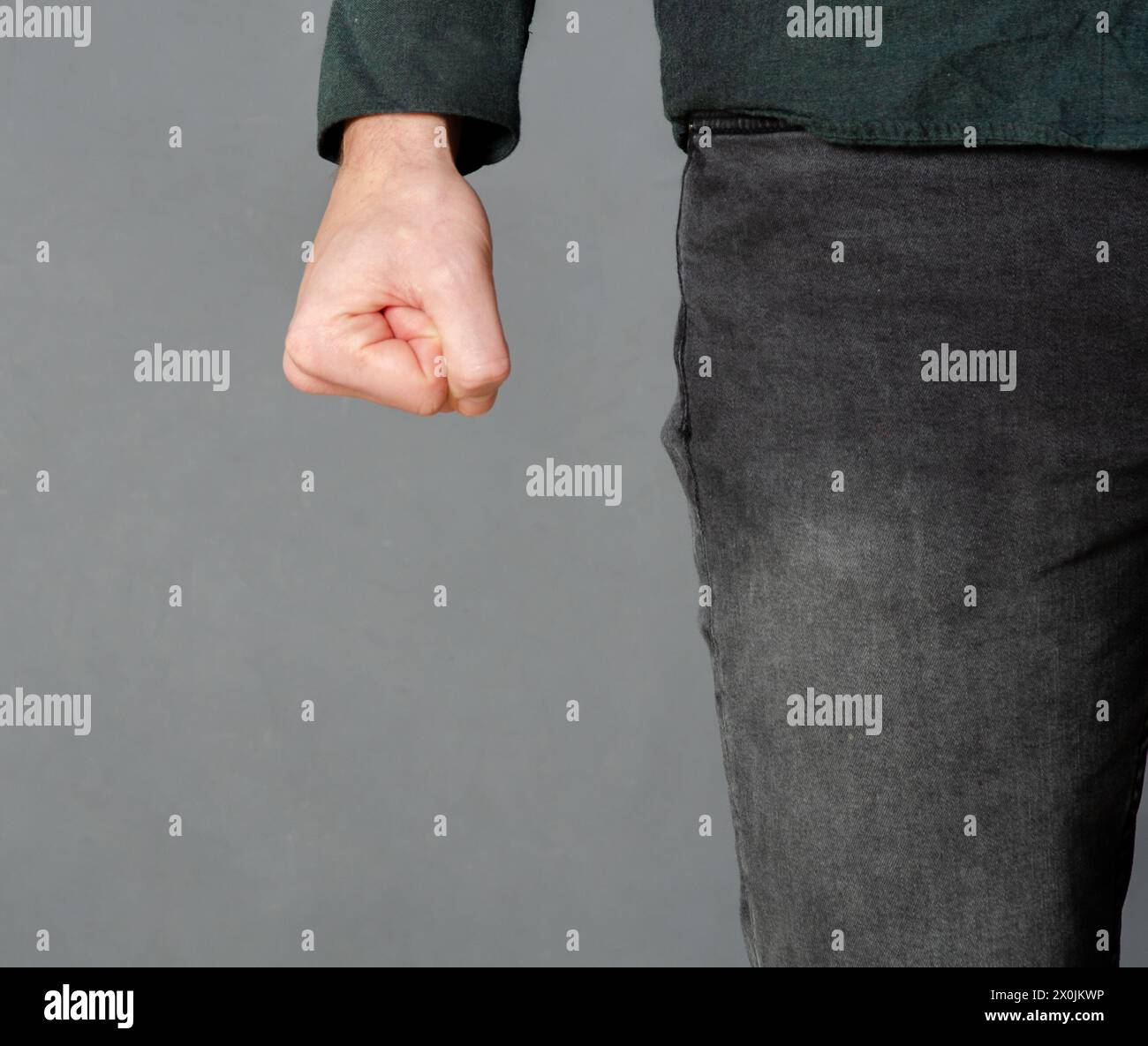 Man clenching his fist hard. Domestic violence and gender abuse Stock ...