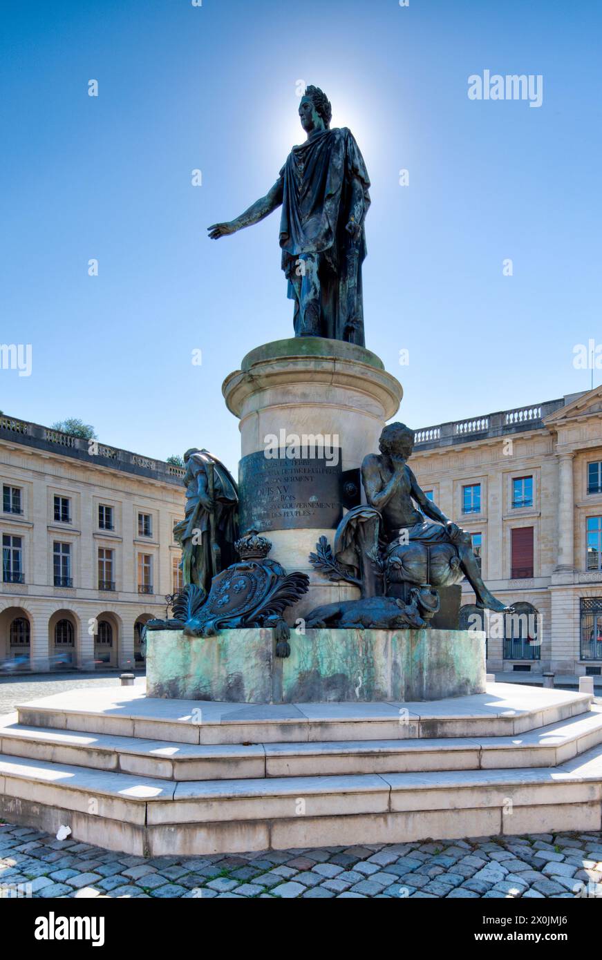 Place Royale, bronze statue of King Louis XV, house facade, facade ...