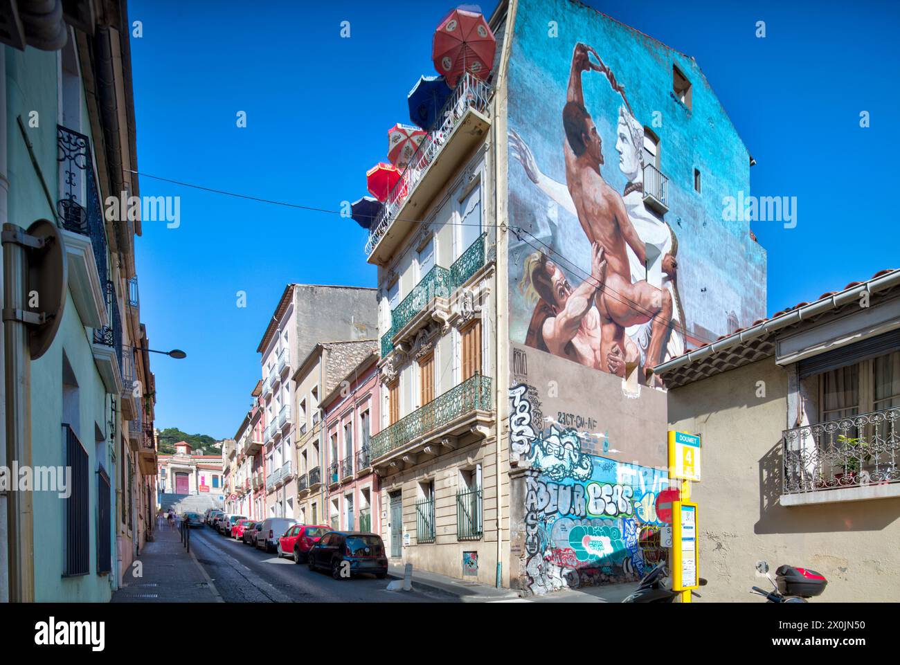 Street art, house facade, architecture, city walk, summer, idyll, Sete ...