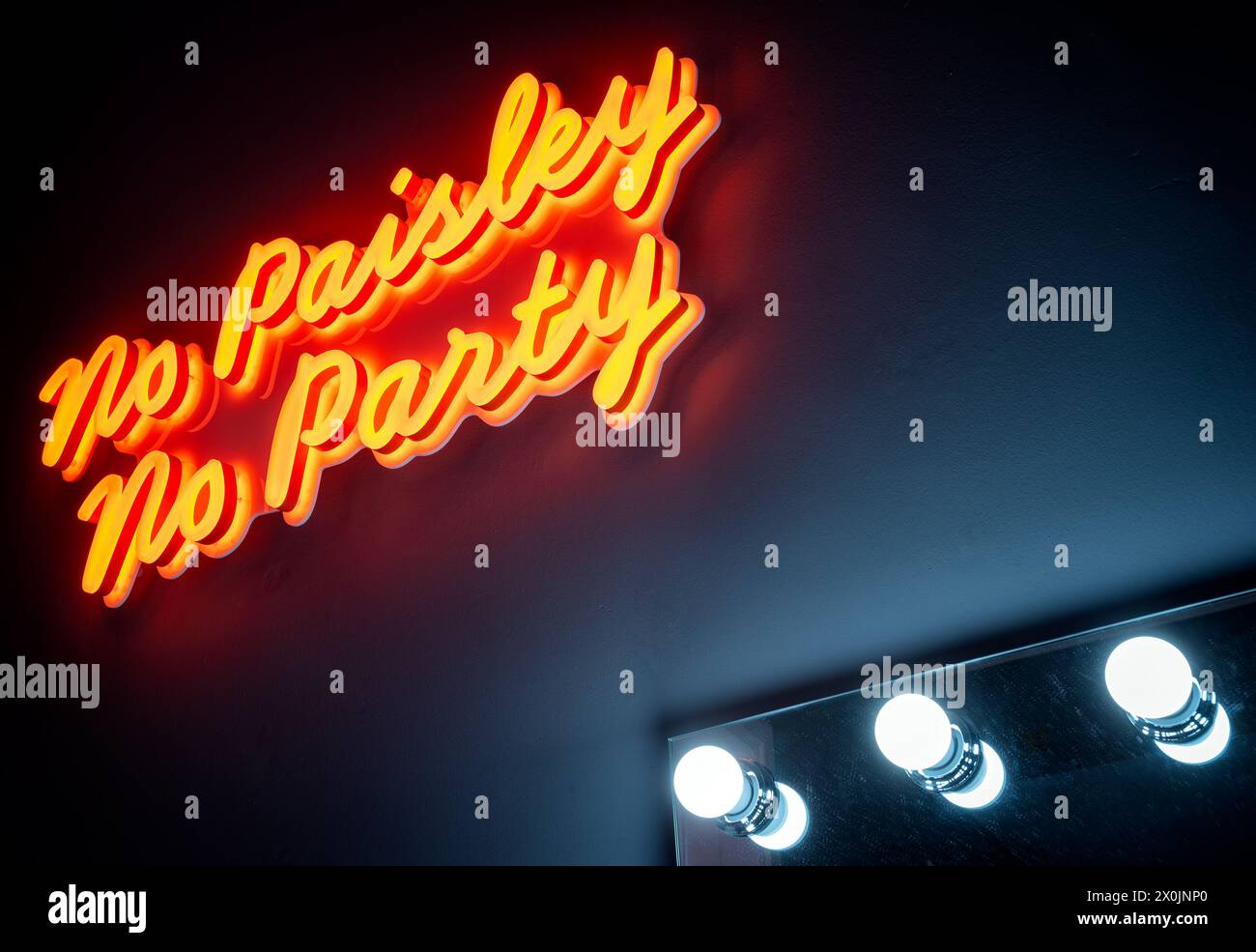 No Paisley No Party neon sign within th newly refurbished Paisley Town ...