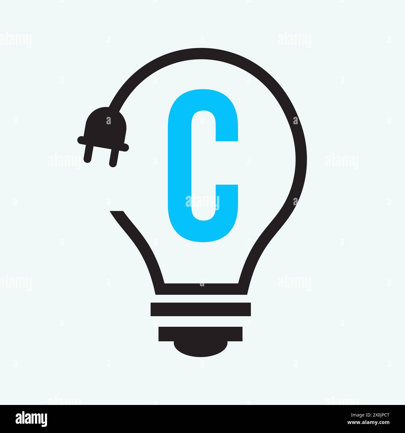 Bulb Logo On Letter C Concept For Electrical Symbol. Electricity Sign ...