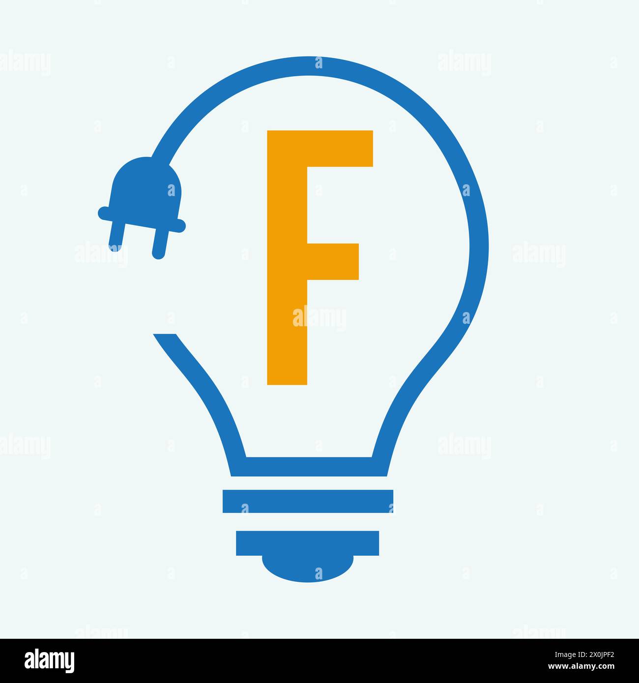 Bulb Logo On Letter F Concept For Electrical Symbol. Electricity Sign ...