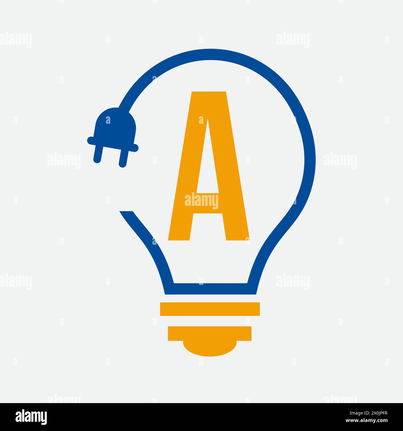 Bulb Logo On Letter A Concept For Electrical Symbol. Electricity Sign ...