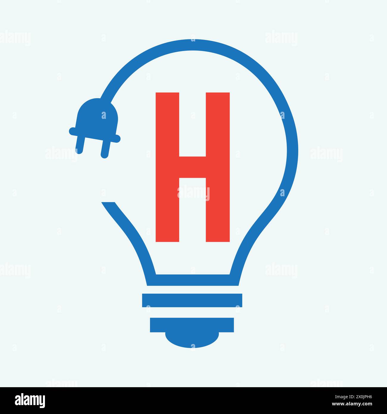 Bulb Logo On Letter H Concept For Electrical Symbol. Electricity Sign ...