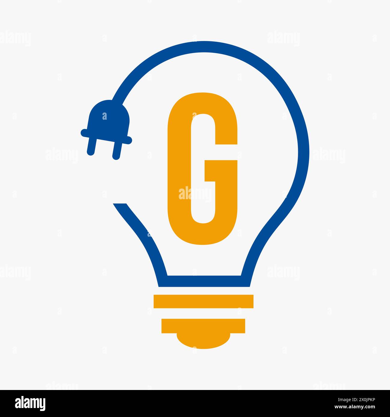 Bulb Logo On Letter G Concept For Electrical Symbol. Electricity Sign ...