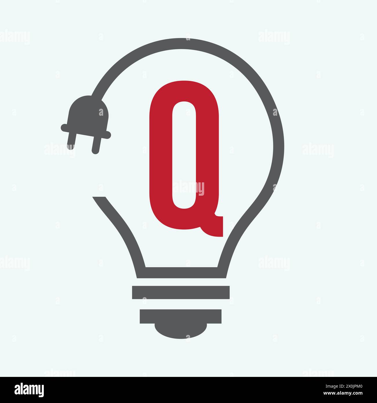 Bulb Logo On Letter Q Concept For Electrical Symbol. Electricity Sign ...
