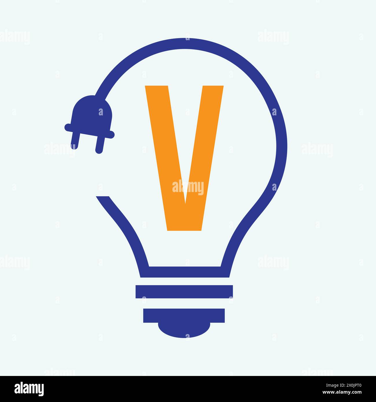 Bulb Logo On Letter V Concept For Electrical Symbol. Electricity Sign ...
