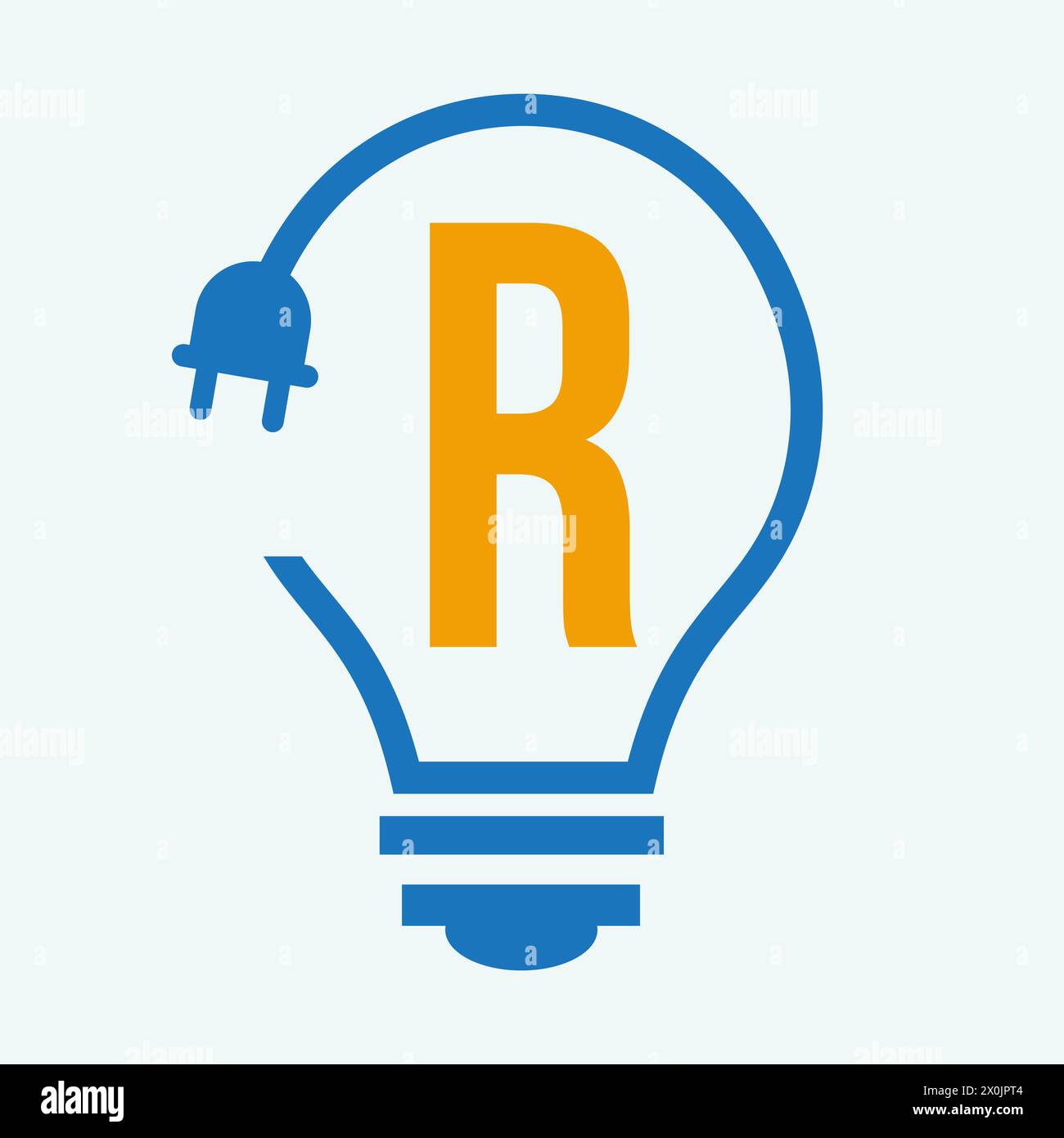 Bulb Logo On Letter R Concept For Electrical Symbol. Electricity Sign ...