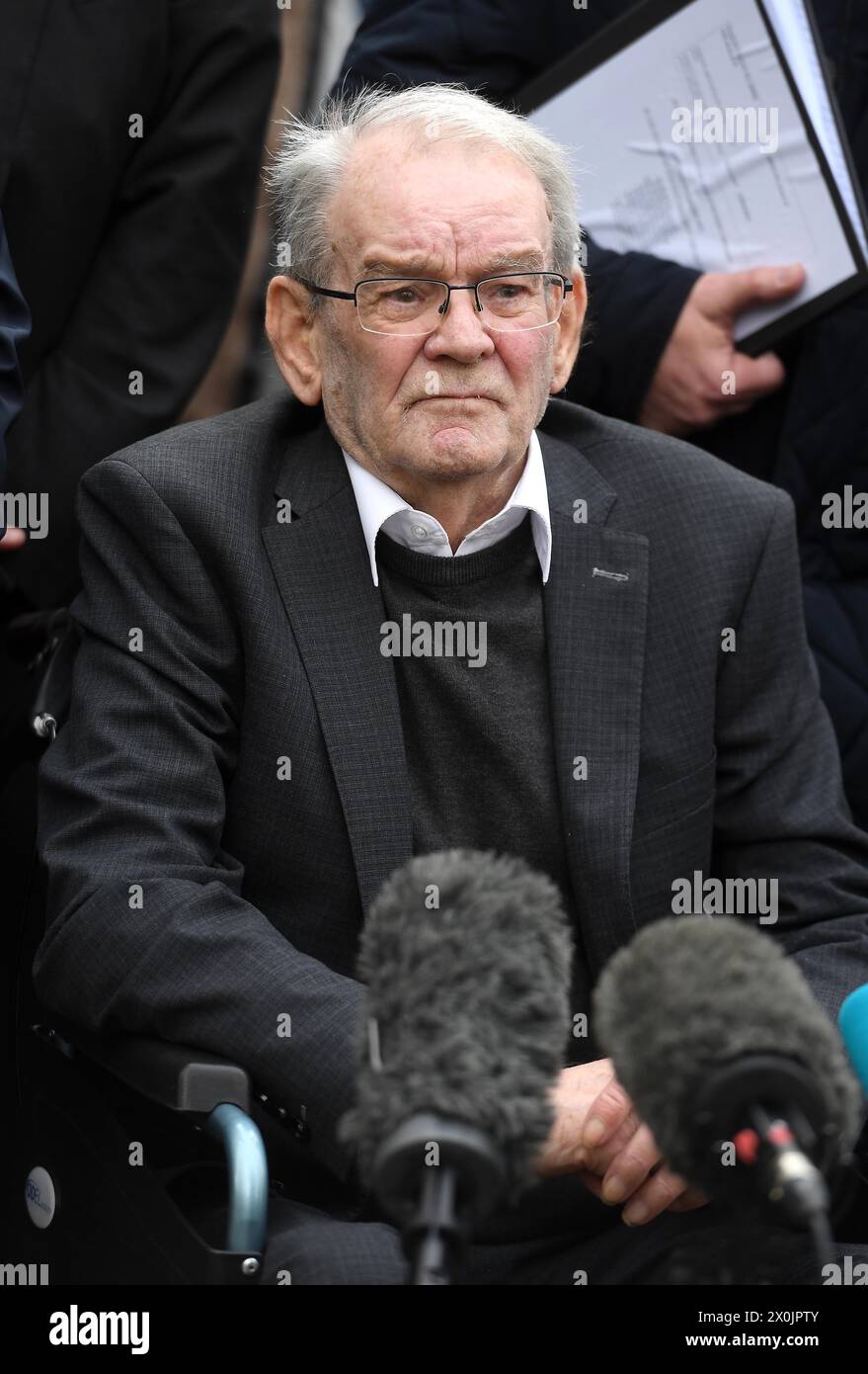 Kingsmill Massacre survivor Alan Black speaks to the media outside ...
