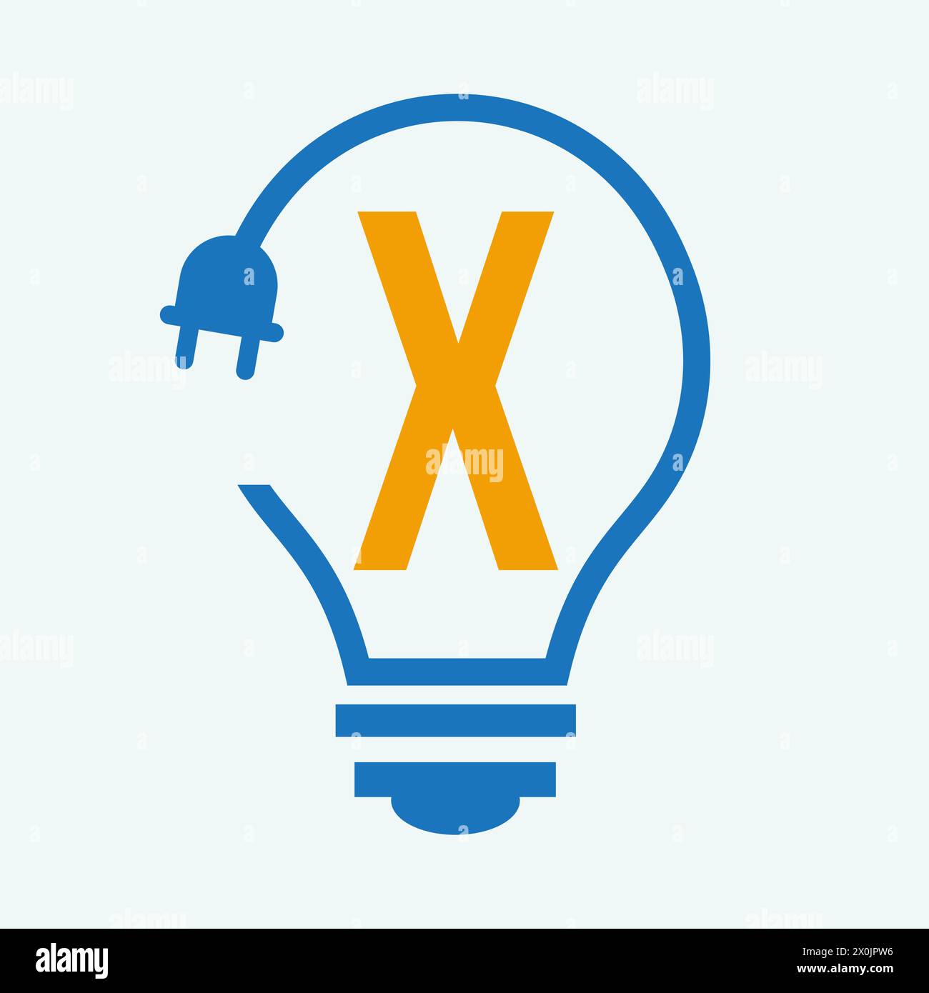 Bulb Logo On Letter X Concept For Electrical Symbol. Electricity Sign ...