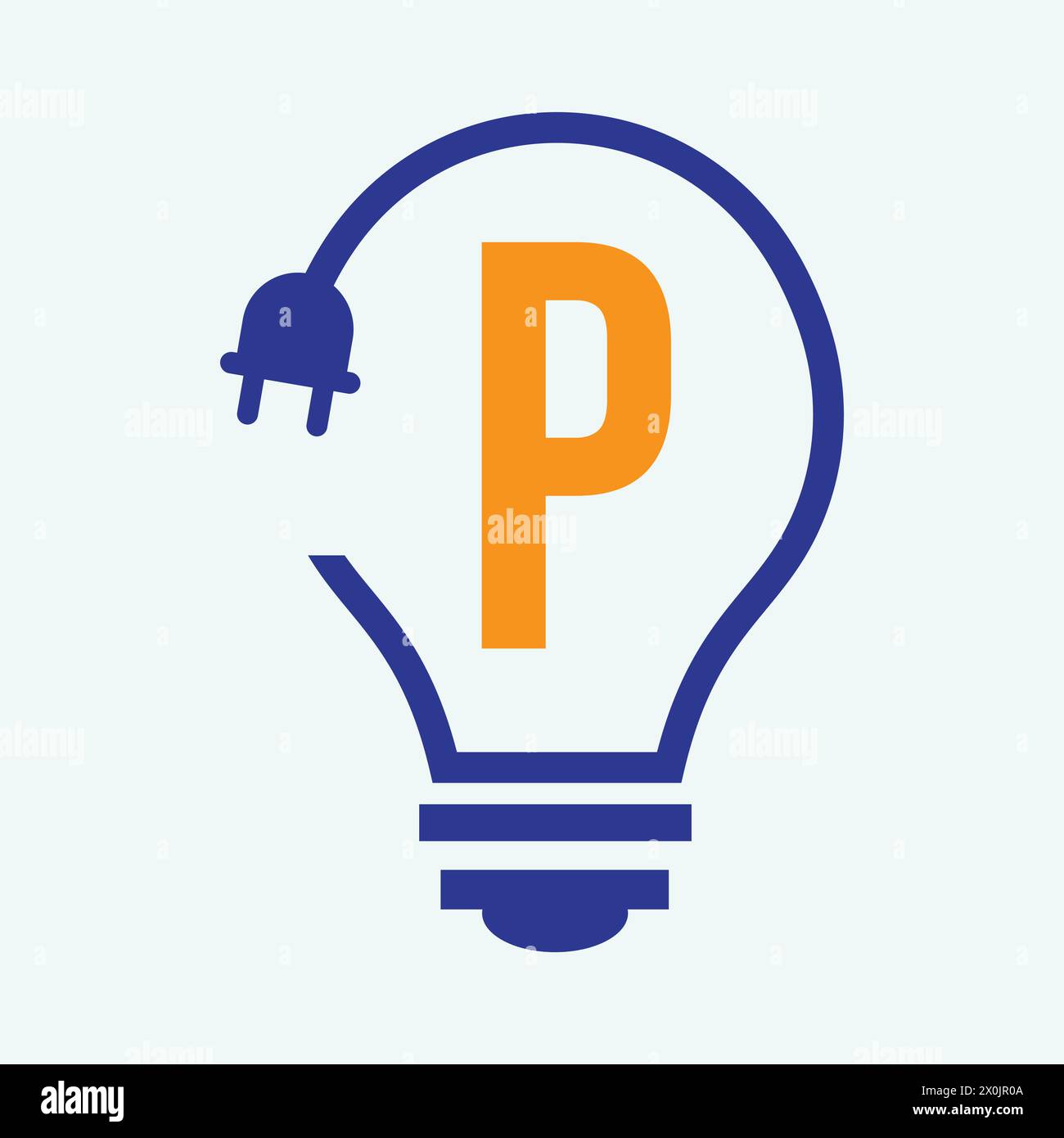 Bulb Logo On Letter P Concept For Electrical Symbol. Electricity Sign ...