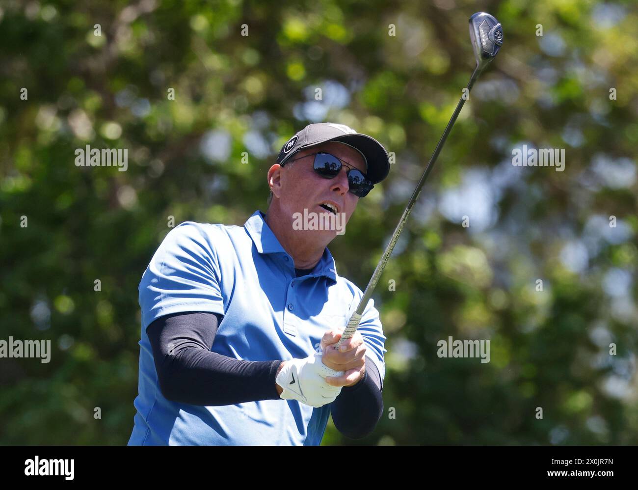 Augusta, United States. 12th Apr, 2024. Phil Mickelson tees off on the ...