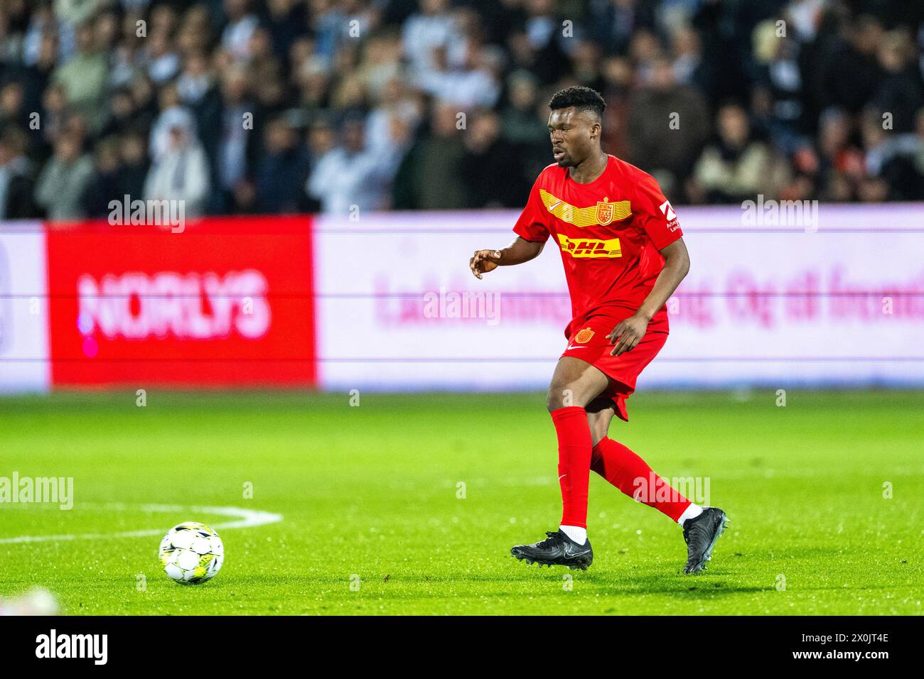 Aarhus, Denmark. 11th Apr, 2024. Adamo Nagalo (39) of FC Nordsjaelland ...