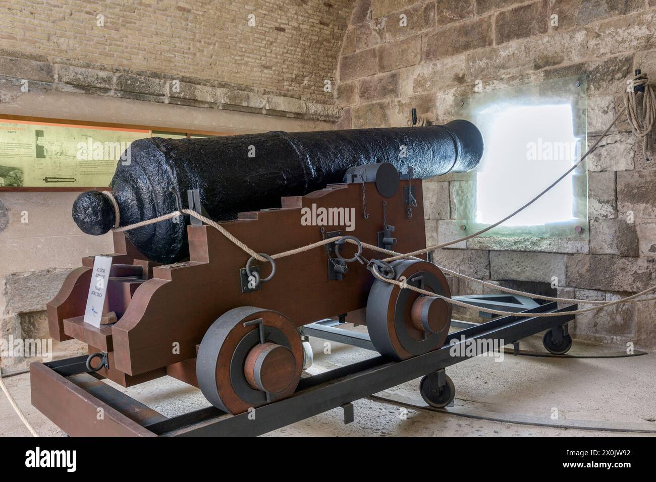 Cannon pointing through the window of the old Christmas Fort, to the ...
