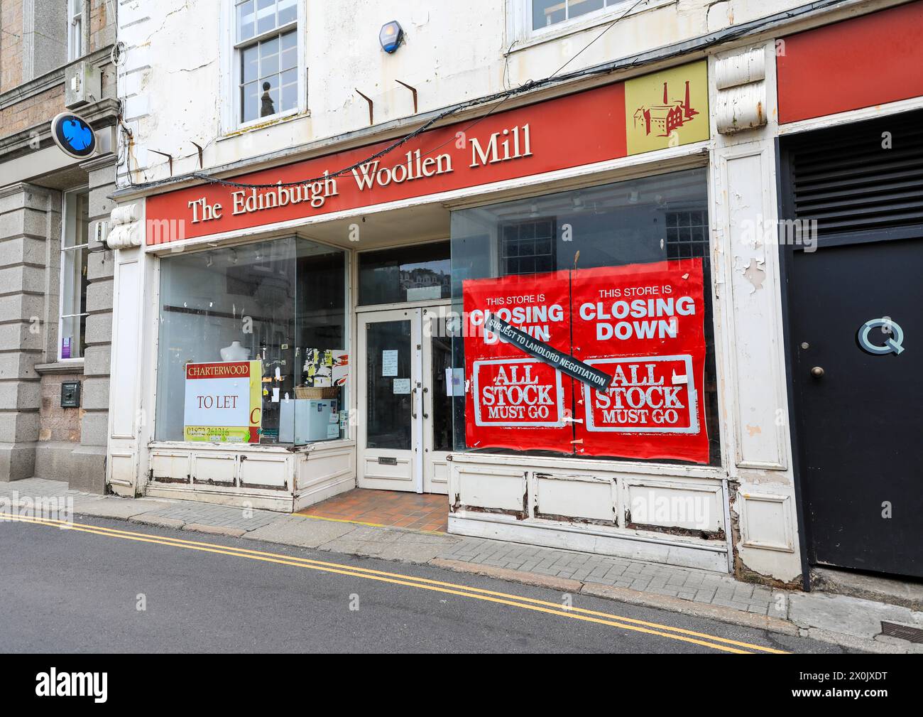 An Edinburgh Woollen Mill shop that has closed down, St. Ives, Cornwall ...