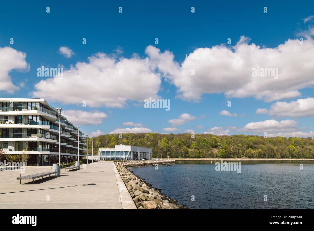 Aarhus, Denmark, New harbor area with modern architecture and art Stock ...