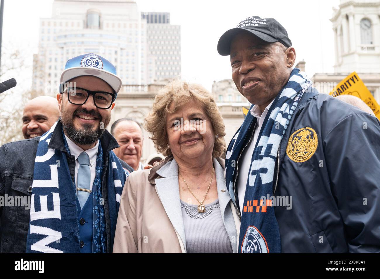 Councilmember Francisco Moya (L) joined Mayor Eric Adams celebration of ...
