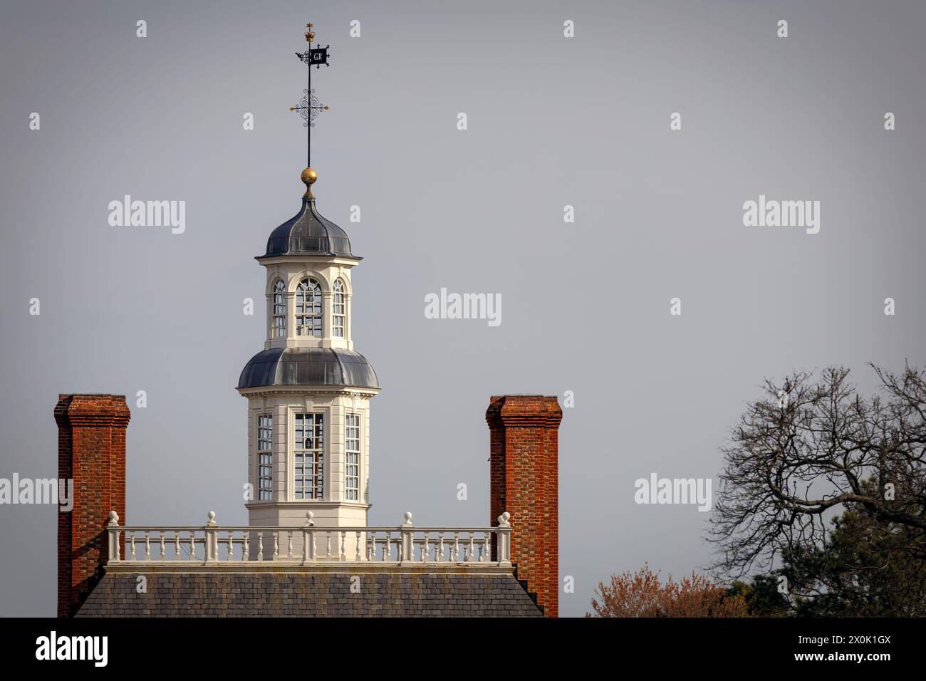 The tower and chimneys of the Governor's Palace in Colonial ...