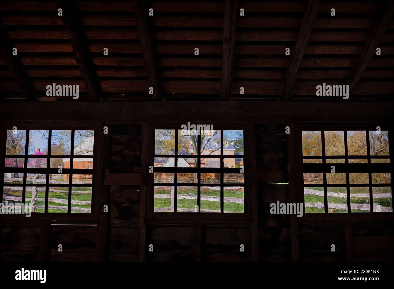 Looking out the windows of the Royal Bus Stop in to the yard at ...
