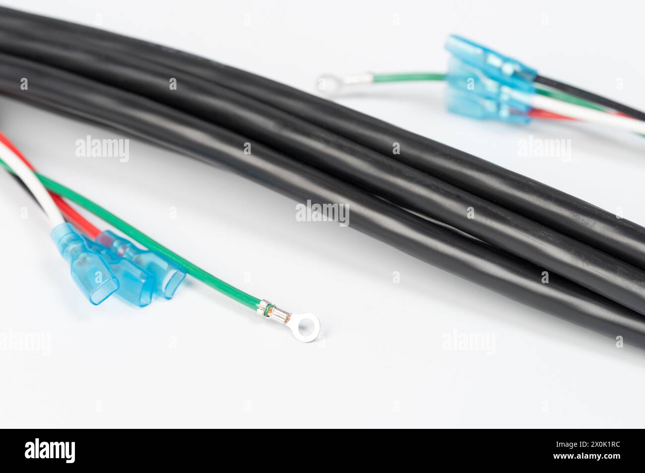 Electrical wire cable ends and ground in plastic isolation Stock Photo ...