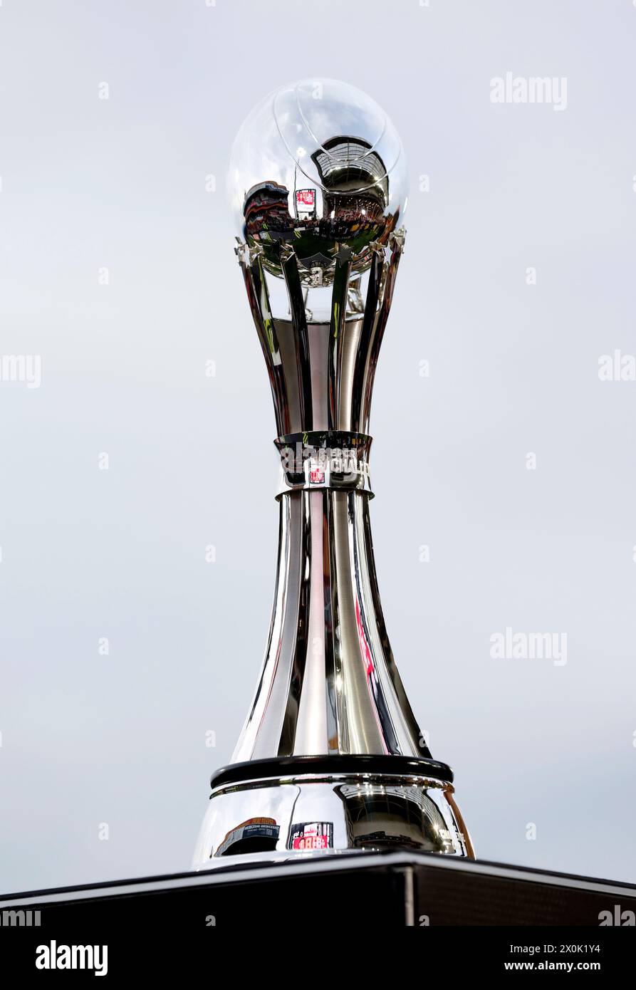 A general view of the EPCR Challenge Cup trophy on display ahead of the ...